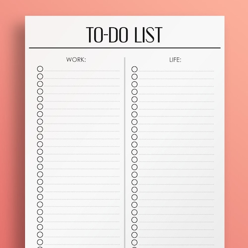 To-do List Printable A4/a5/letter Size Organiser Digital - Etsy