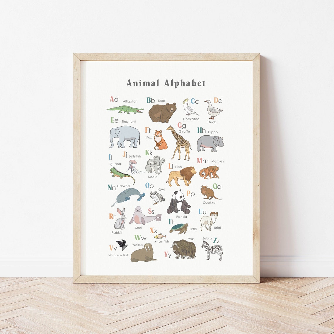 Animal Alphabet Poster Printable Kids Wall Art ABC Animal - Etsy Australia
