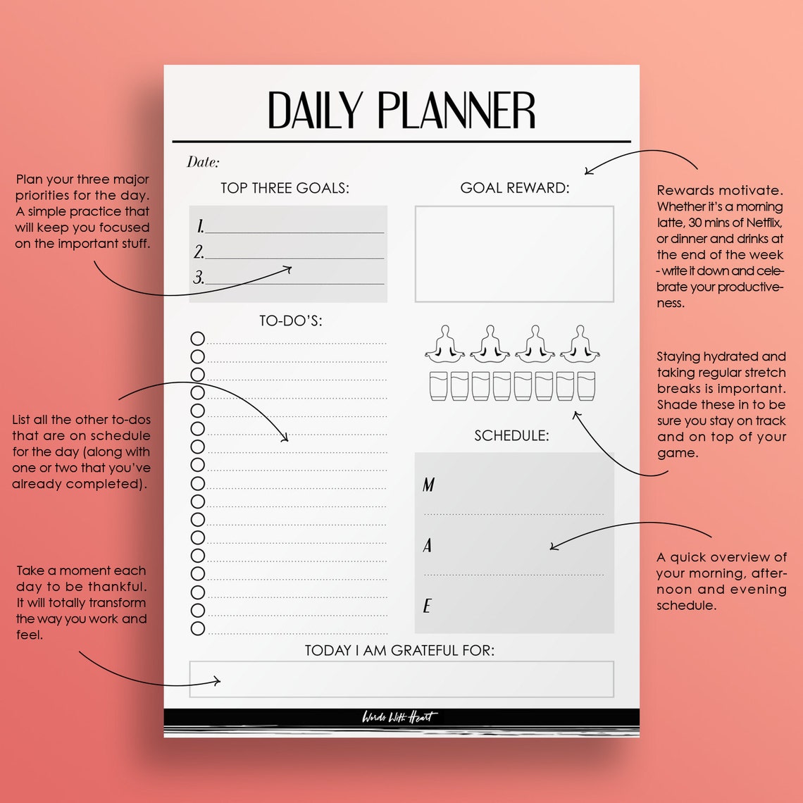 Daily Planner Printable A4/a5/letter Size Organiser - Etsy