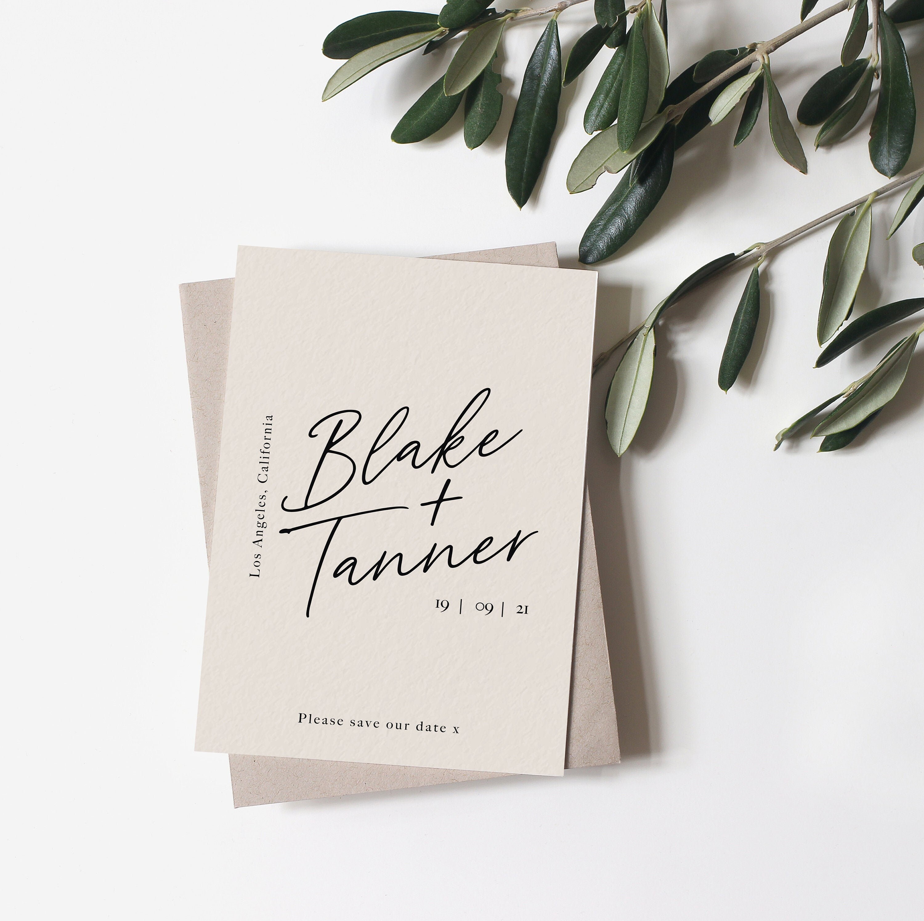 Soft Cursive Save the Date Card 100% Recycled Funds Girls - Etsy Australia