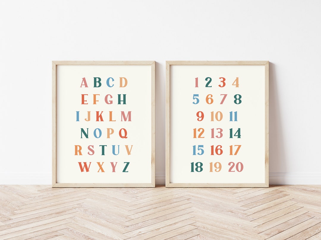 Alphabet et nombres Imprime Ensemble de 2 Mur dart imprimable Décor de ...