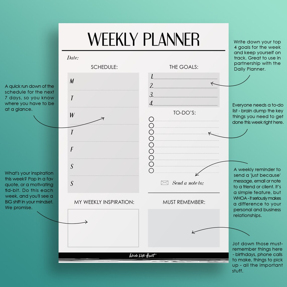 Weekly Planner Printable A4/a5/letter Size Organiser - Etsy