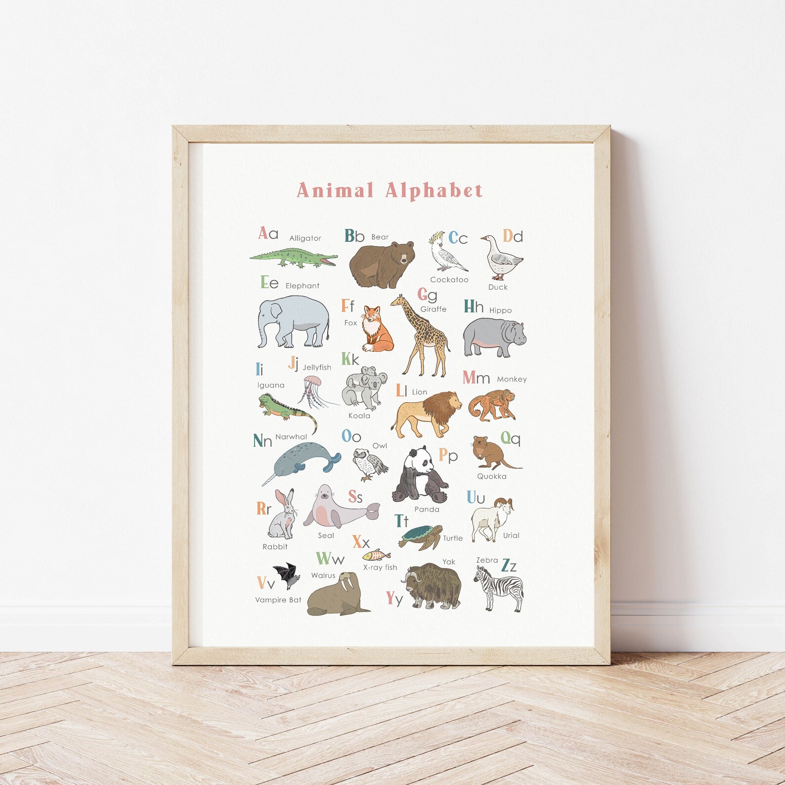 Animal Alphabet Poster Printable Kids Wall Art ABC Animal - Etsy Australia