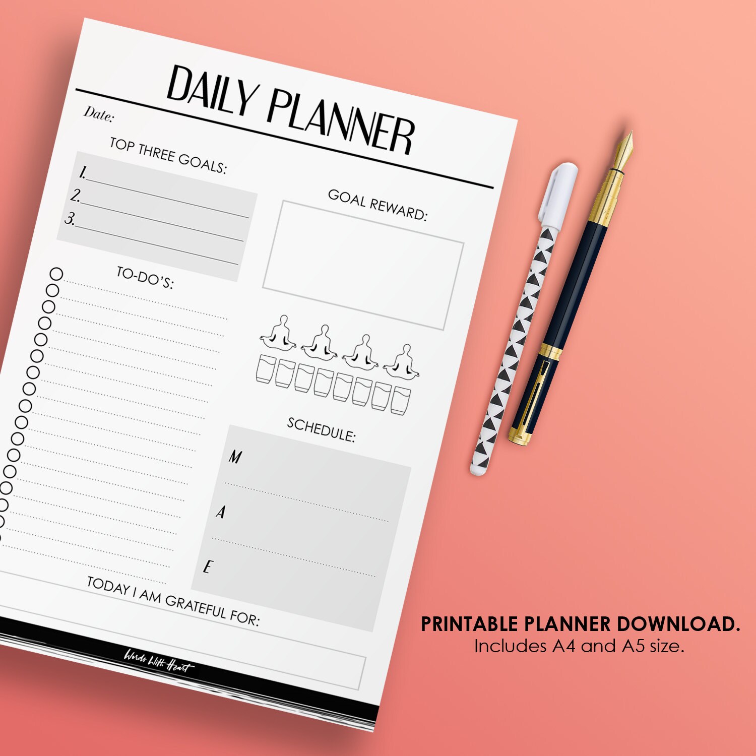 Daily Planner Printable A4/a5/letter Size Organiser - Etsy
