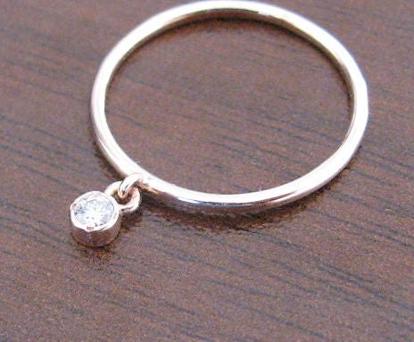 Delicate Ring Diamond Rose Gold 14k Engagement Ring Delicate - Etsy