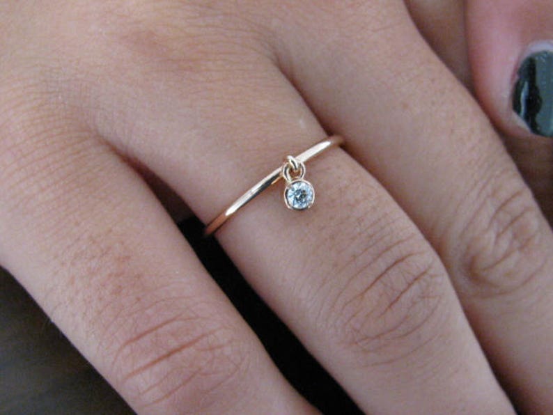 Delicate Ring Diamond Rose Gold 14k Engagement Ring Delicate - Etsy