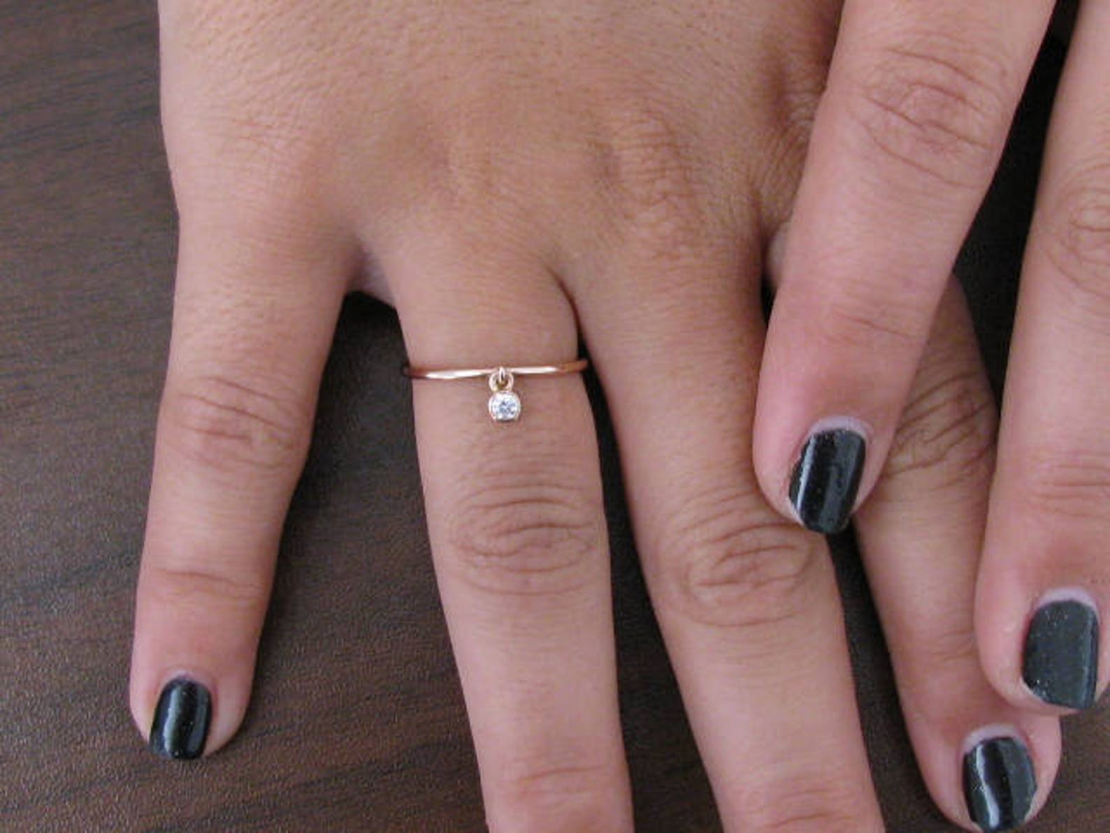 Delicate Ring Diamond Rose Gold 14k Engagement Ring Delicate - Etsy