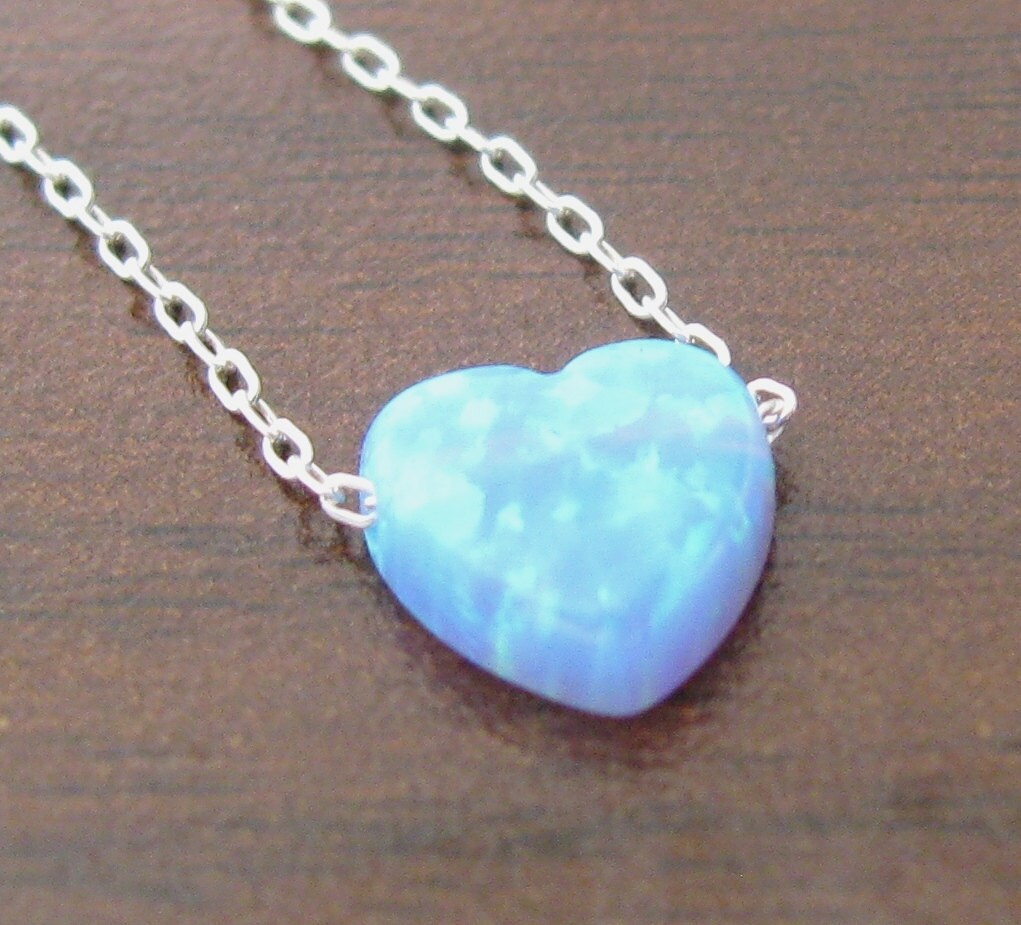 Opal Heart Necklace Heart Necklace Silver Necklace Opal | Etsy