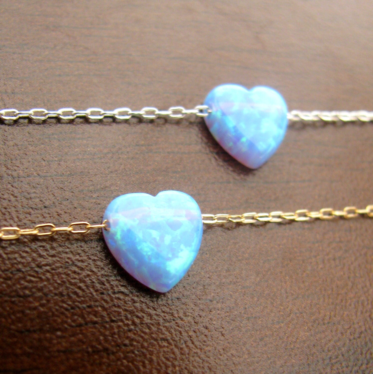 Opal Heart Necklace Heart Necklace Silver Necklace Opal | Etsy