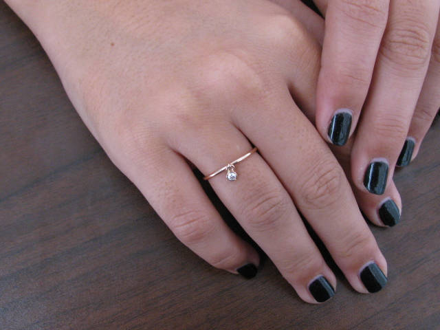 Delicate Ring Diamond Rose Gold 14k Engagement Ring Delicate - Etsy