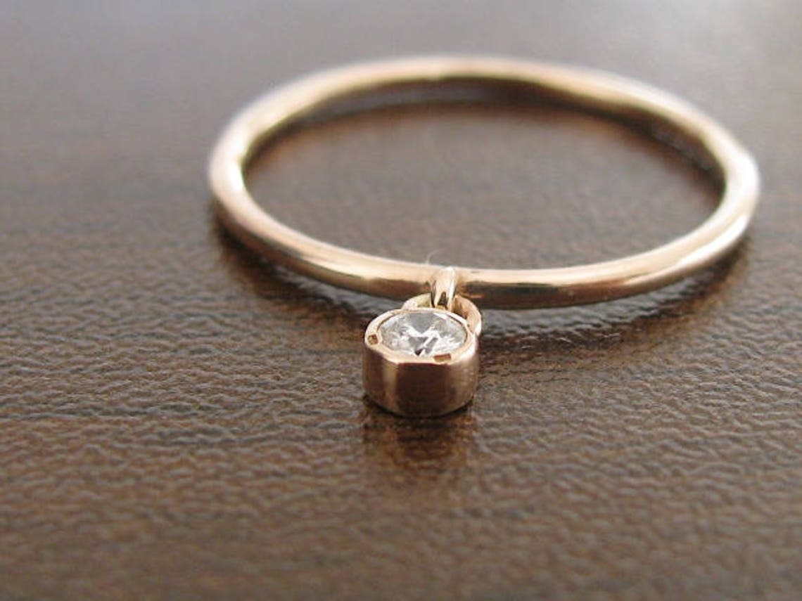 Delicate Ring Diamond Rose Gold 14k Engagement Ring Delicate - Etsy