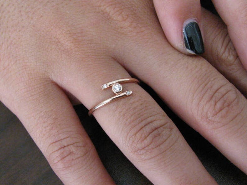 Dainty Ring Diamond 14k Solid Gold Promise Ring Wedding Ring - Etsy