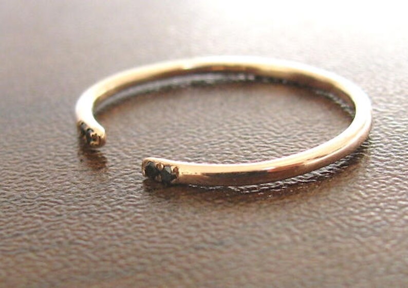 Open Ring Diamond 14k Solid Gold Black Diamond Wedding Band - Etsy