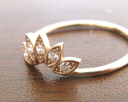 Rose Gold Crown Ring Diamond Engagement Ring Promise Ring | Etsy