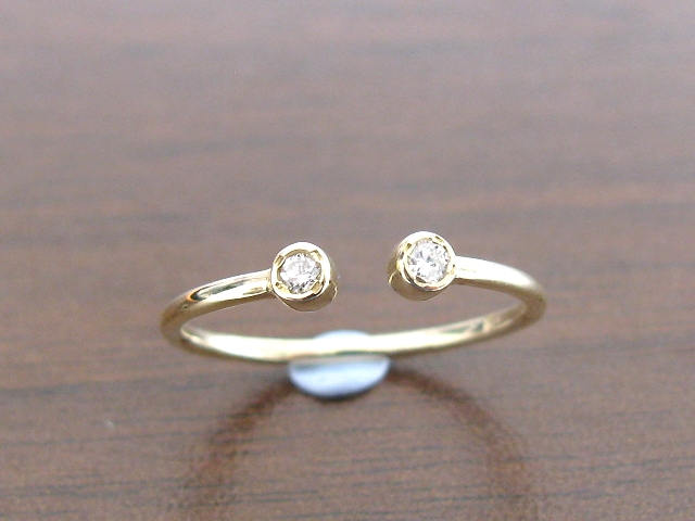 Open Ring 14k Gold Diamond Engagement Ring Diamond Duo Ring | Etsy