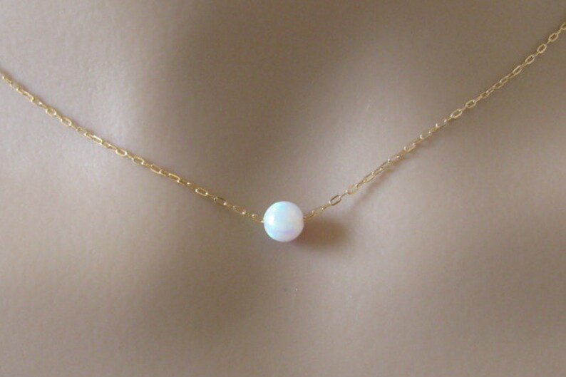 Opal Bead Necklace Opal Ball Necklace Opal Gold Necklace - Etsy