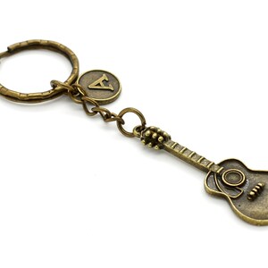 Personalised Acoustic Guitar Keyring With Initial - Etsy UK