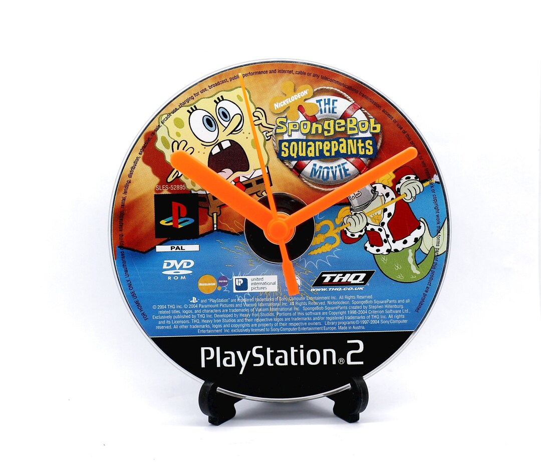 Spongebob Squarepants CD Disc Clock Playstation 2 Upcycled Video Game ...