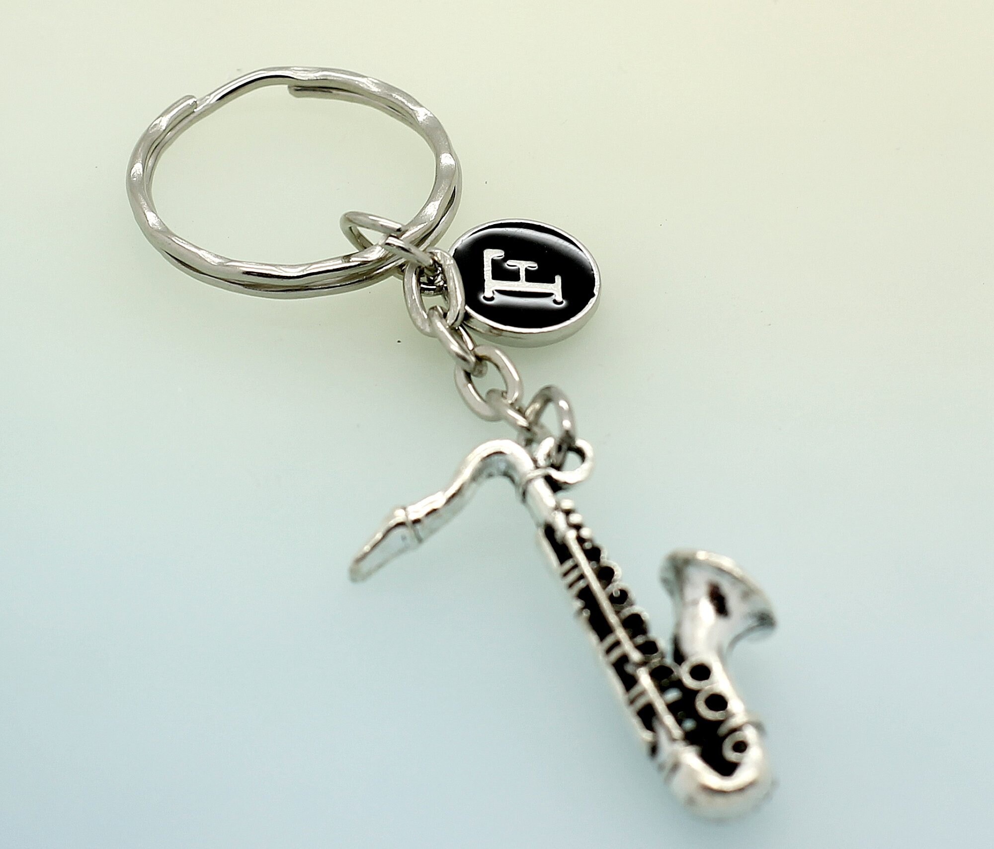 Personalised Silver Sax Saxophone Keyring With Black Enamel - Etsy Hong ...