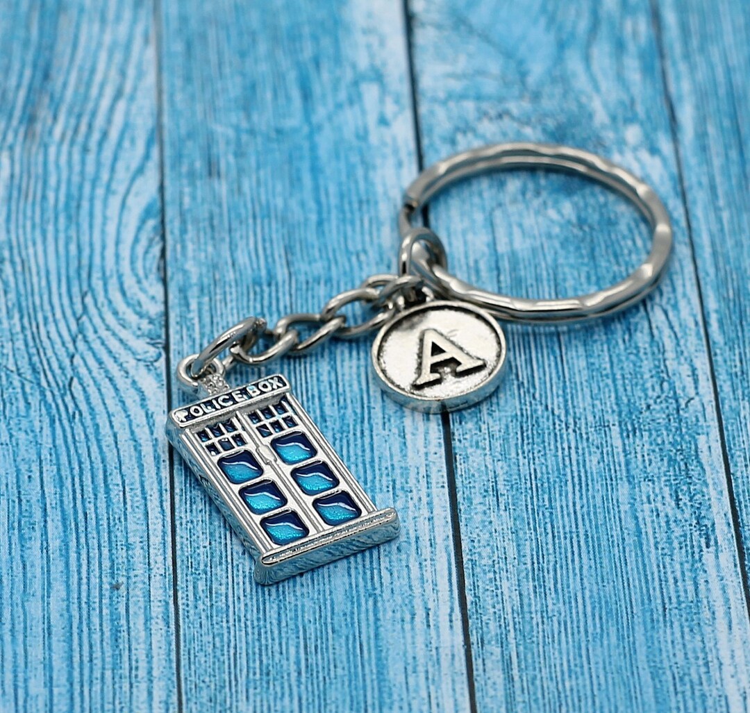 Personalised Blue Enamel Police Box Keyring With Initial - Etsy UK