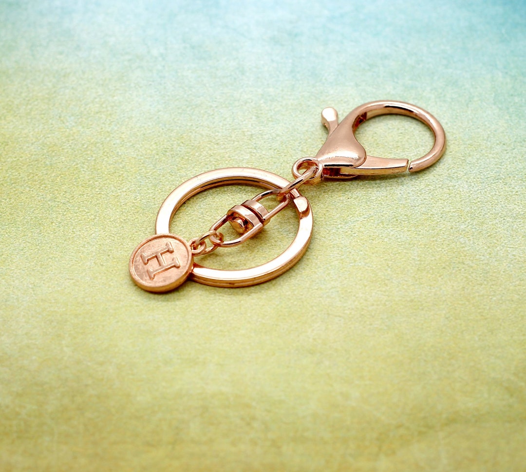 Rose Gold Bag Charm Keyring Personalised With Initial - Etsy