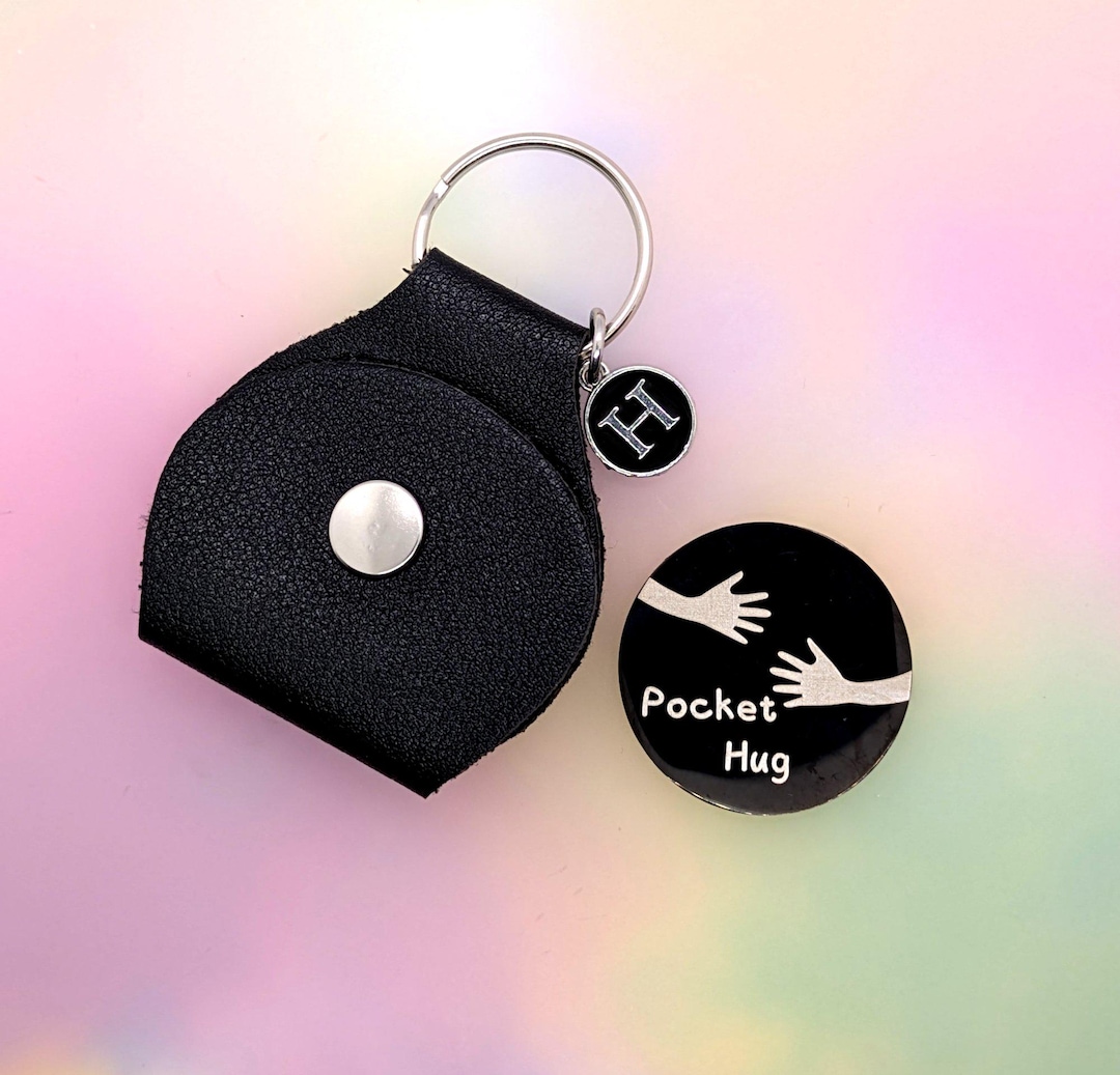 Pocket Hug Double Sided Stainless Steel Coin in Keyring Holder Pouch ...