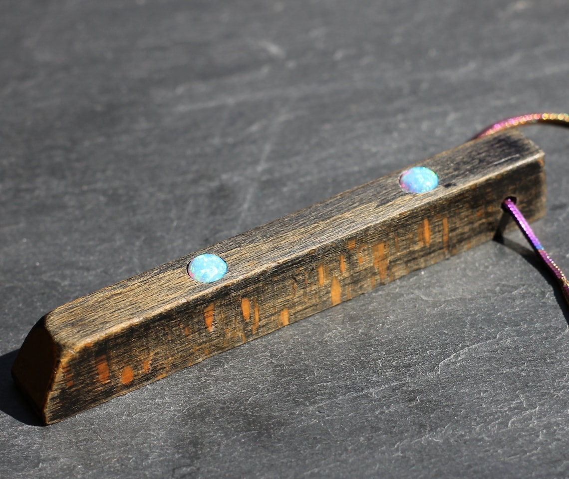 Reclaimed Antique Real Wood Piano Key With 2 Lab Opals on - Etsy