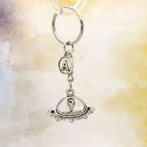 Personalised Alien UFO I Want to Believe Keyring With Initial - Etsy