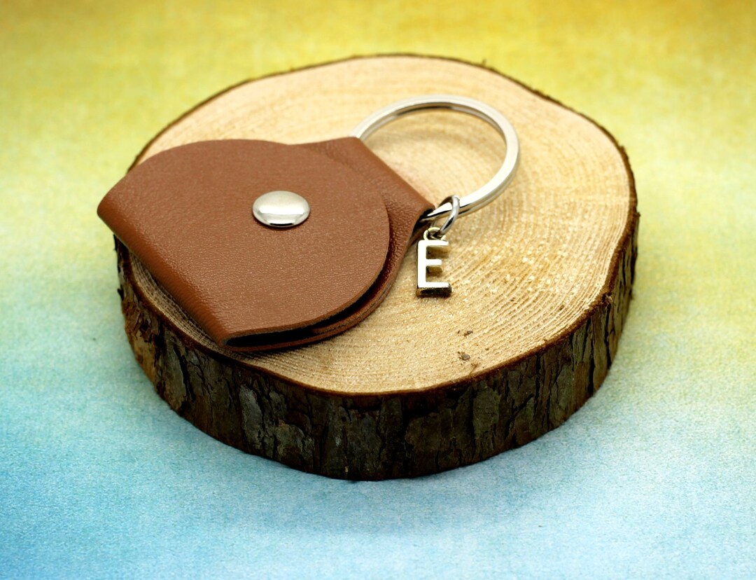 Personalised Guitar Pick Keyring Holder Brown Pouch With Initial - Etsy UK