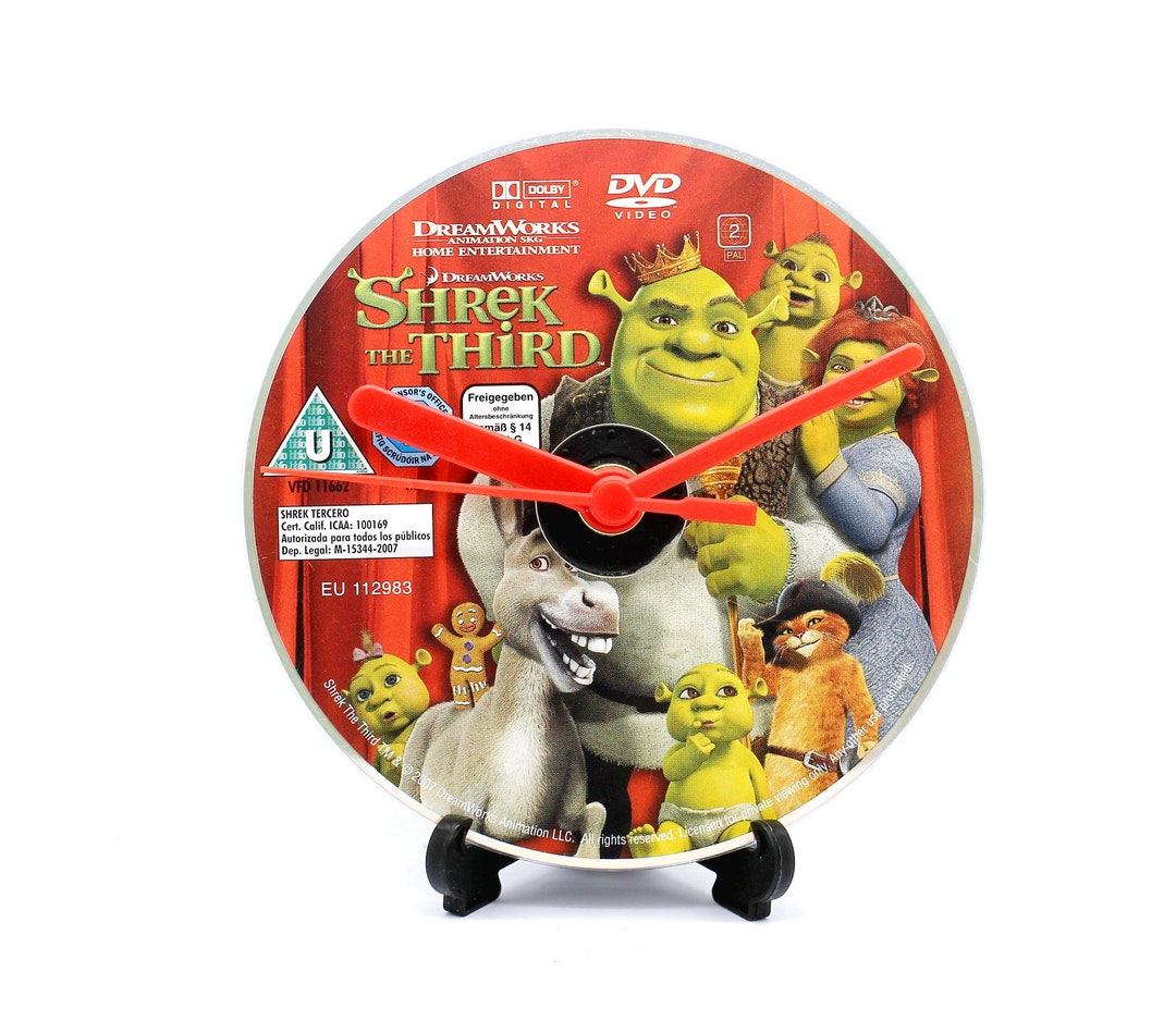 Shrek the Third Film Movie DVD Disc Clock Upcycled Gift Idea - Etsy UK