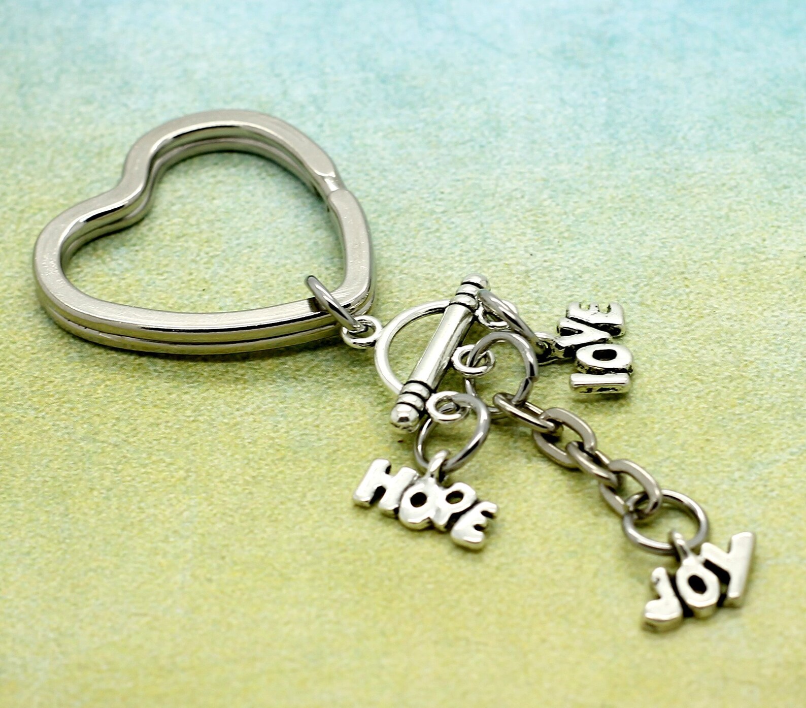 Love Joy Hope Heart Shaped Keyring - Etsy