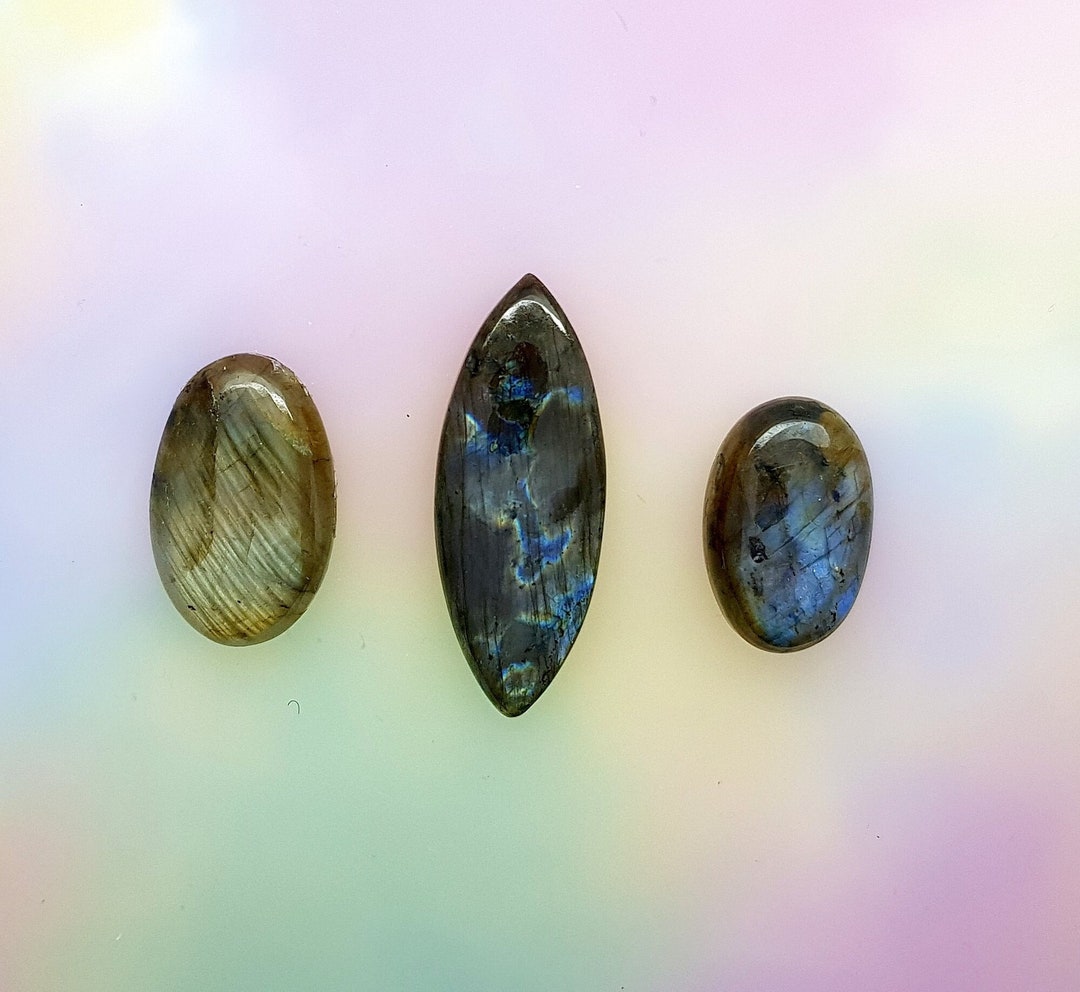 Set of 3 Labradorite Oval Cabochons Semi Precious Gemstone Pendants - Etsy
