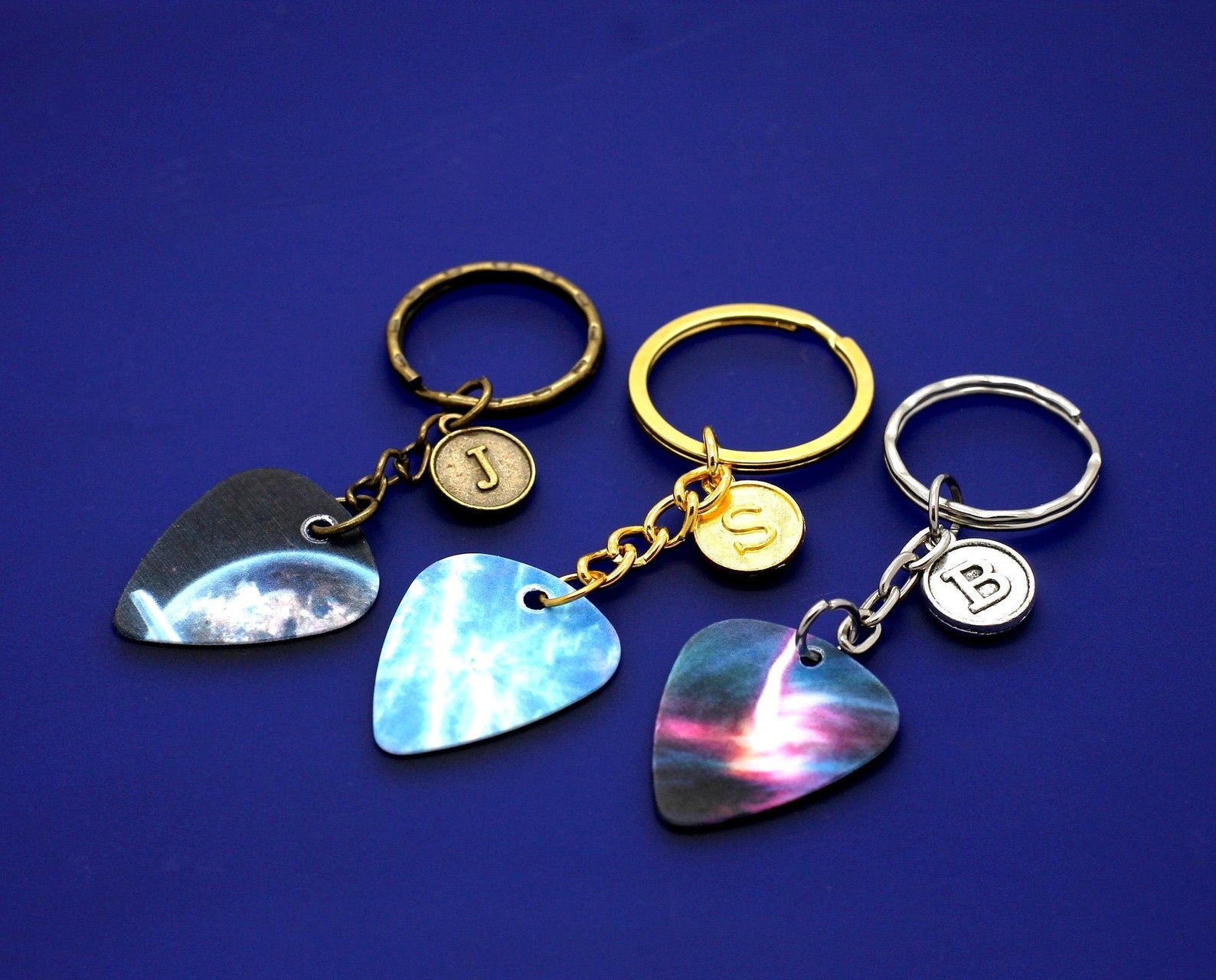 Universe Space Planets Stars Theme Guitar Pick Keyring - Etsy