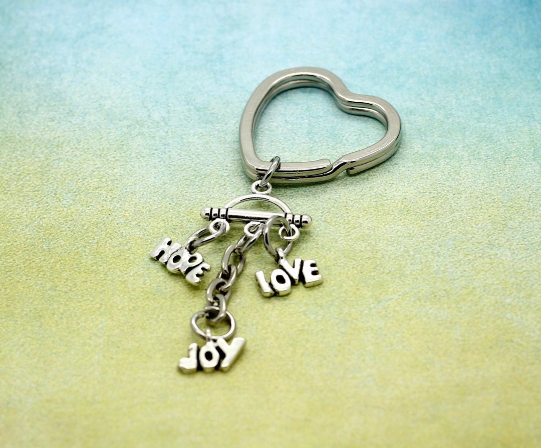 Love Joy Hope Heart Shaped Keyring - Etsy