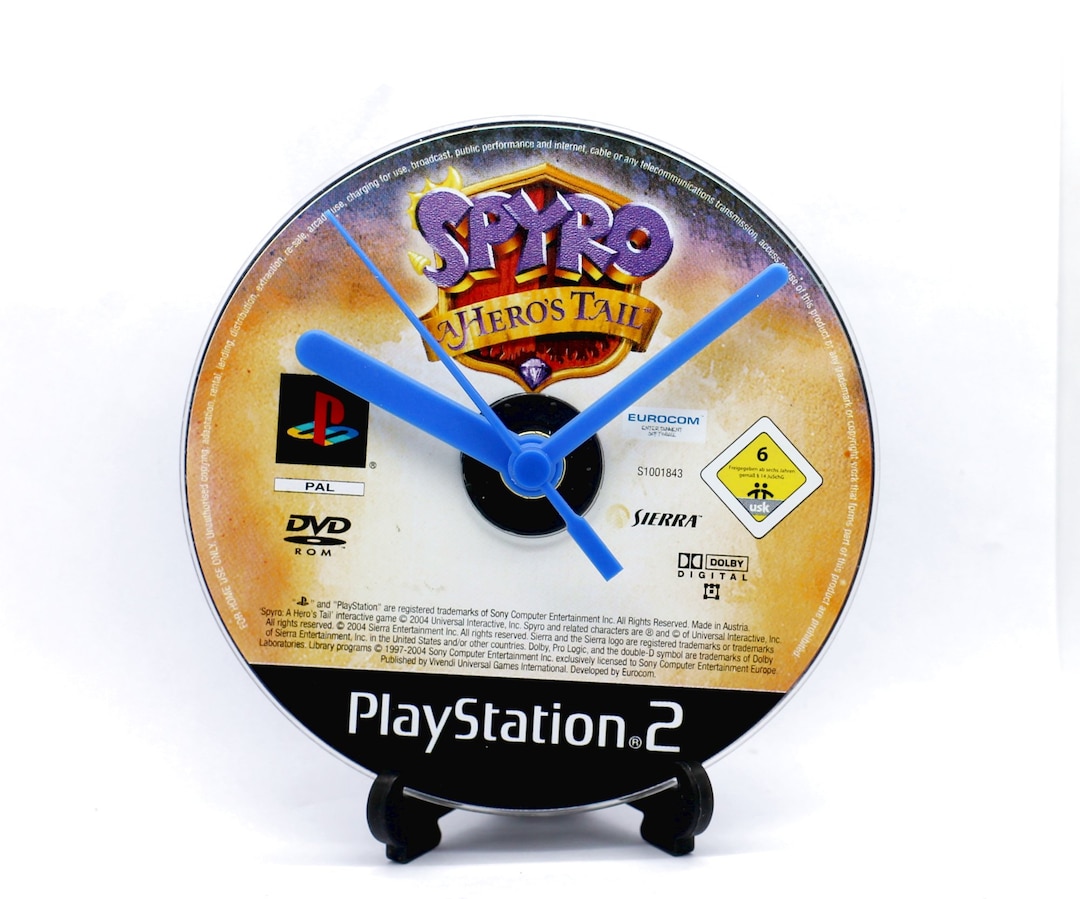 Spyro A Hero's Tail CD Disc Clock Playstation 2 Upcycled Video Game ...