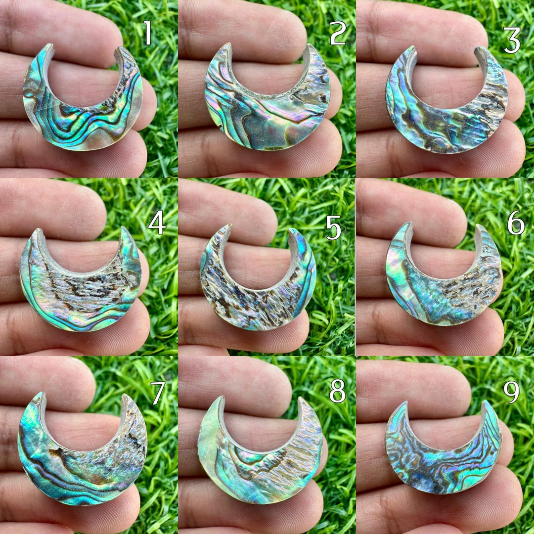 Natural Abalone Shell Crescent Moon Cabochon, Rainbow Paua Shell Half ...