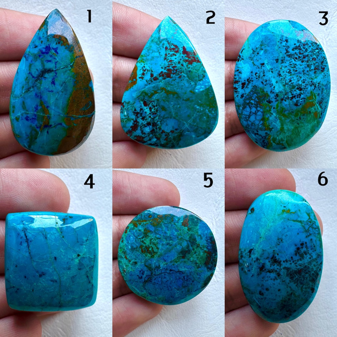 AAA+ Chrysocolla Cabochon, Blue Green Gemstone, Handmade Jewelry Supply ...
