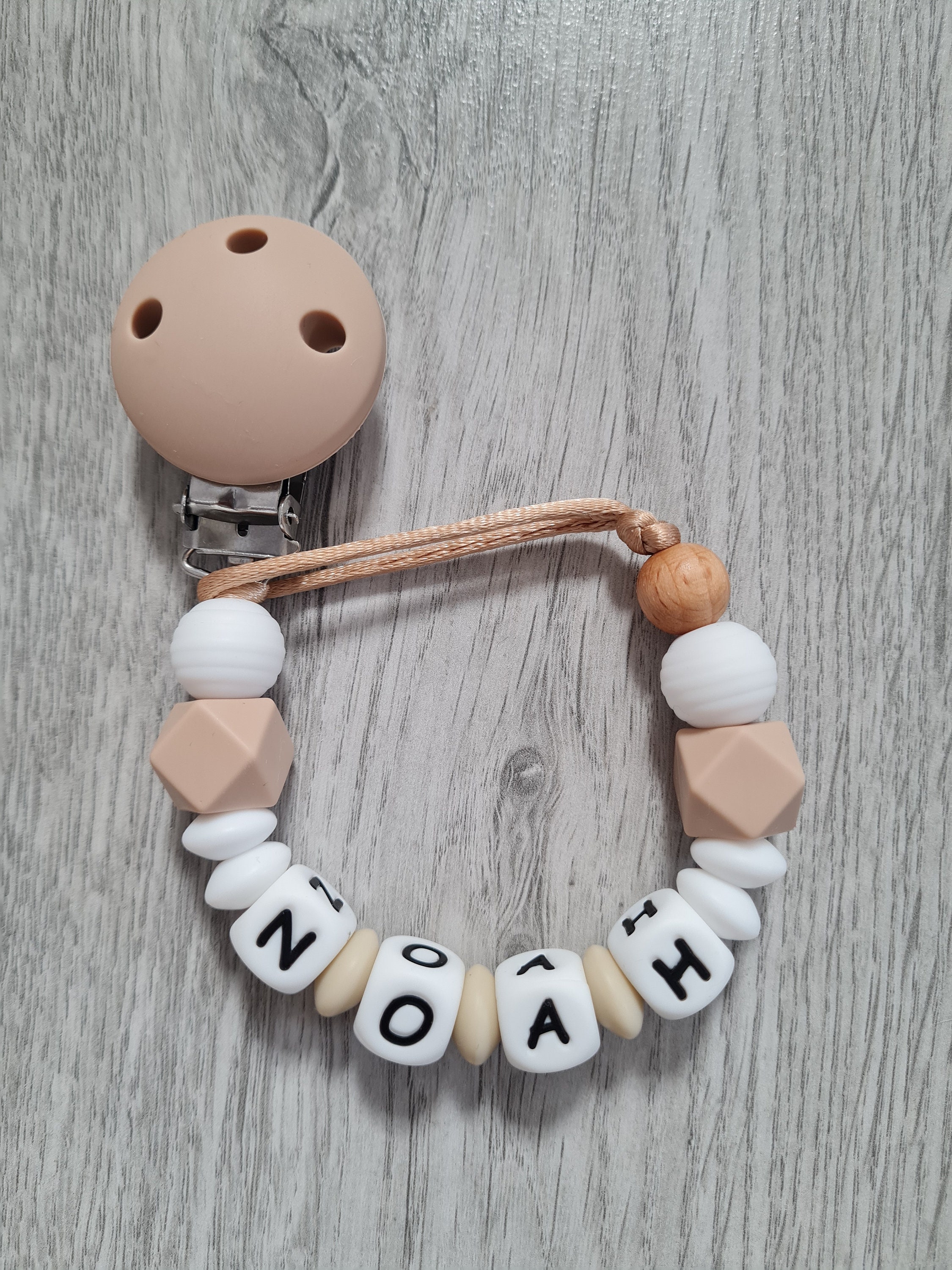 Personalized Silicone Dummy Clip With Name, Geometrical Beads/ Gender ...