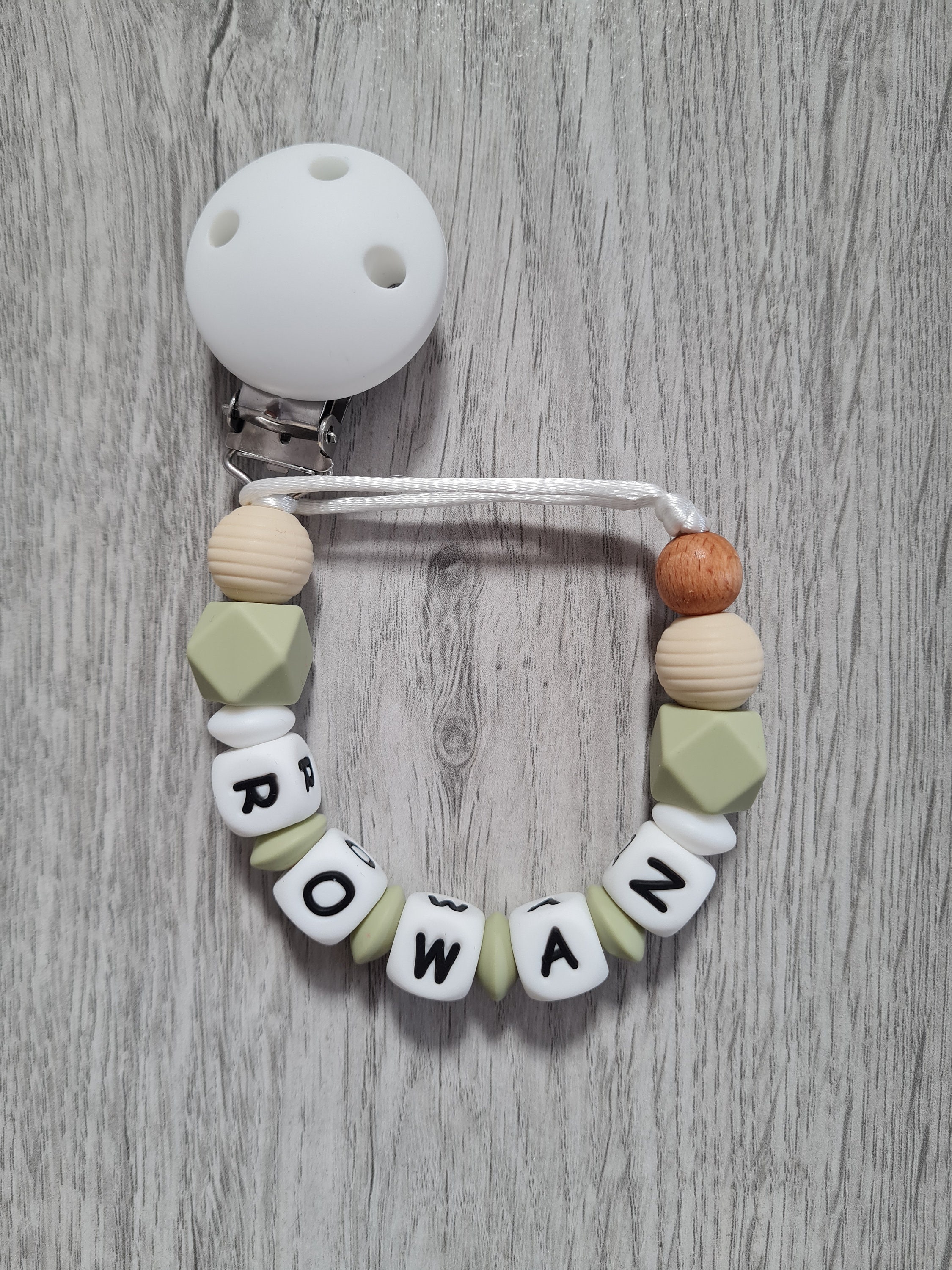 Personalized Silicone Dummy Clip With Name, Geometrical Beads/ Gender ...