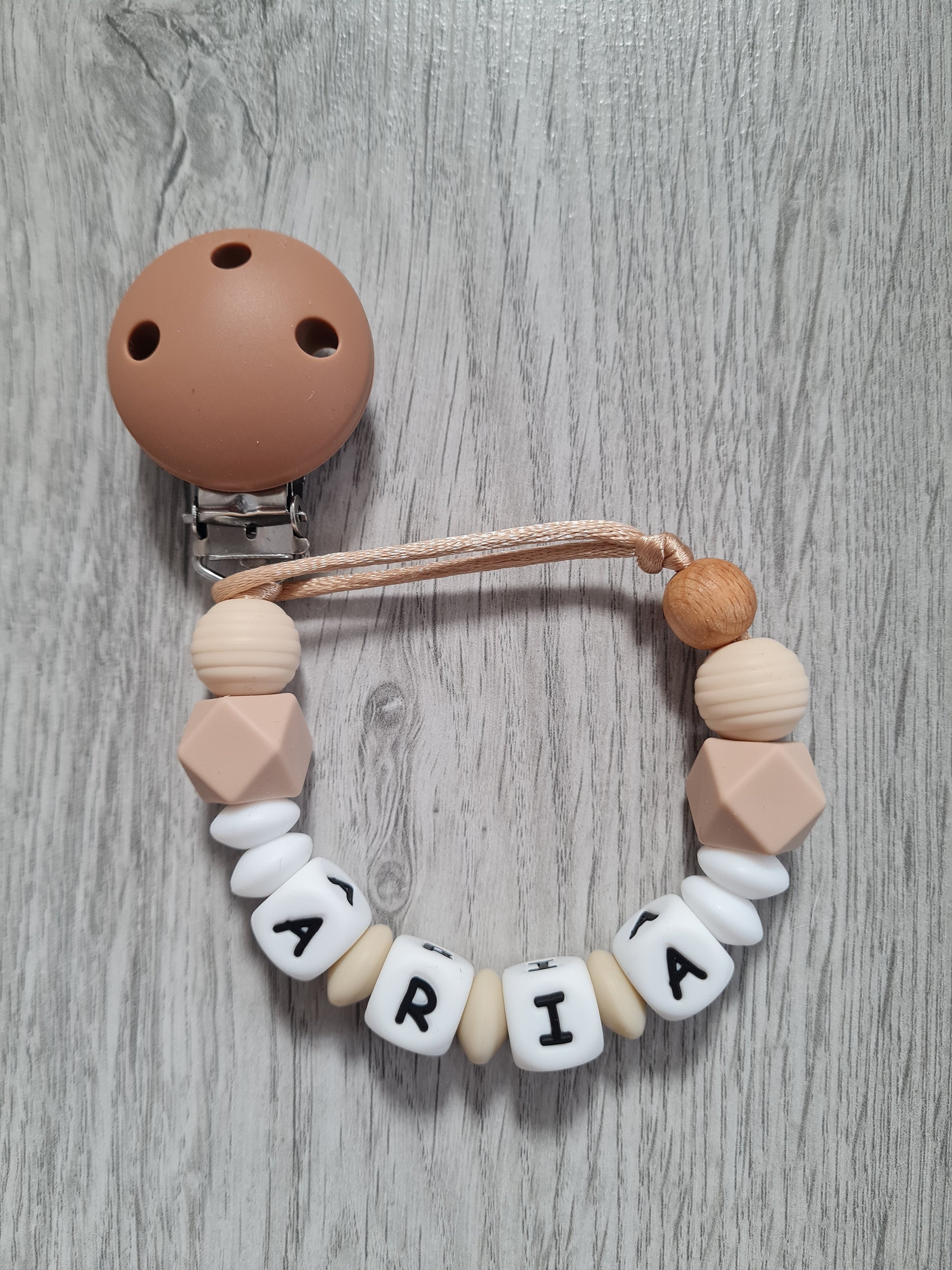 Personalized Silicone Dummy Clip With Name, Geometrical Beads/ Gender ...