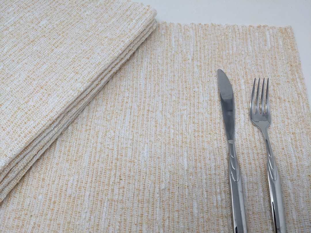Ivory & Beige Handwoven Placemats – Set of 6 | Neutral Textured Table ...