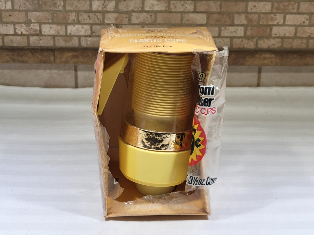 Vintage SOLO Cup Dispenser 1972 Yellow in Box - Etsy