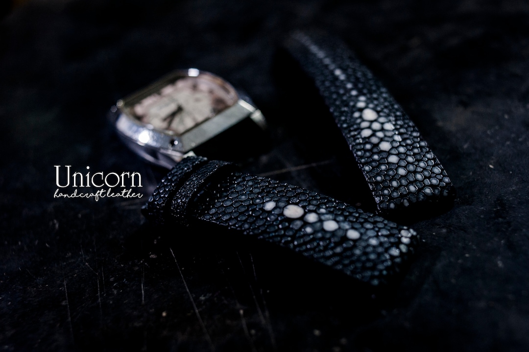 Stingray Watch Strap , Black Stingray Leather Watch Band, Exotic ...