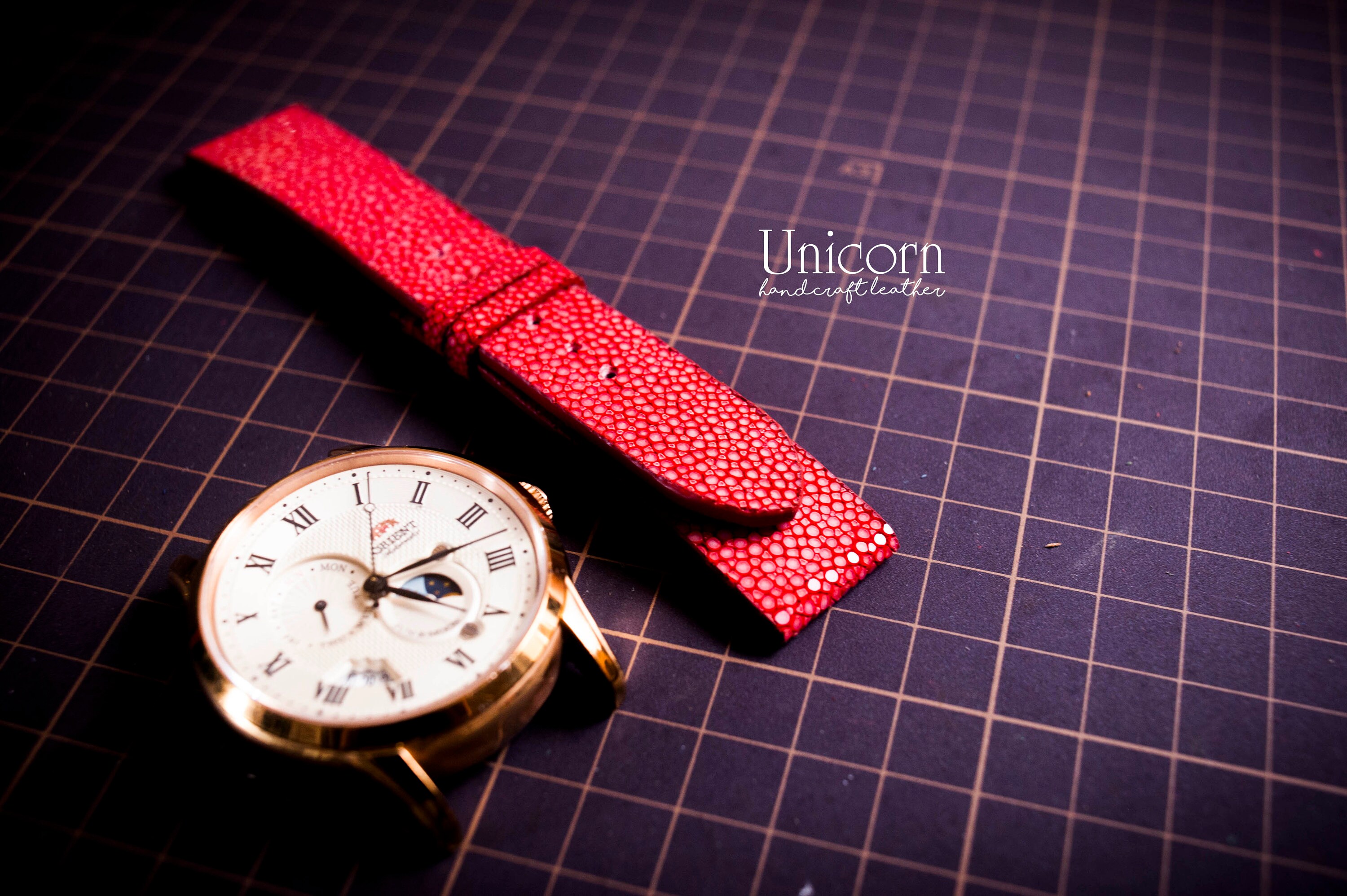 Stingray Watch Strap , Red Stingray Leather Watch Band, Exotic Leather ...