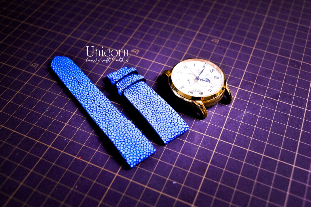 Stingray Watch Strap , Blue Stingray Leather Watch Band, Exotic Leather ...