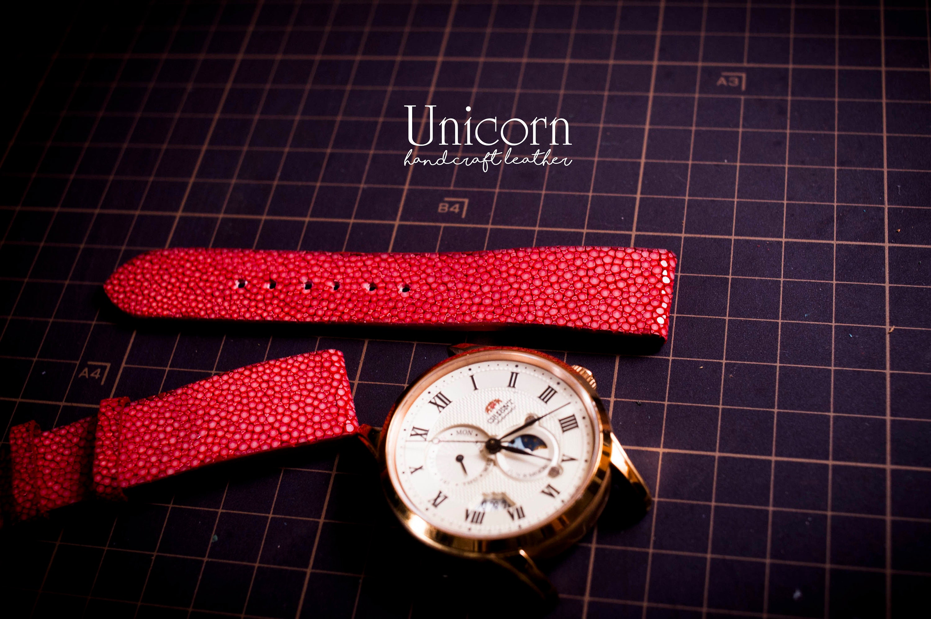 Stingray Watch Strap , Red Stingray Leather Watch Band, Exotic Leather ...
