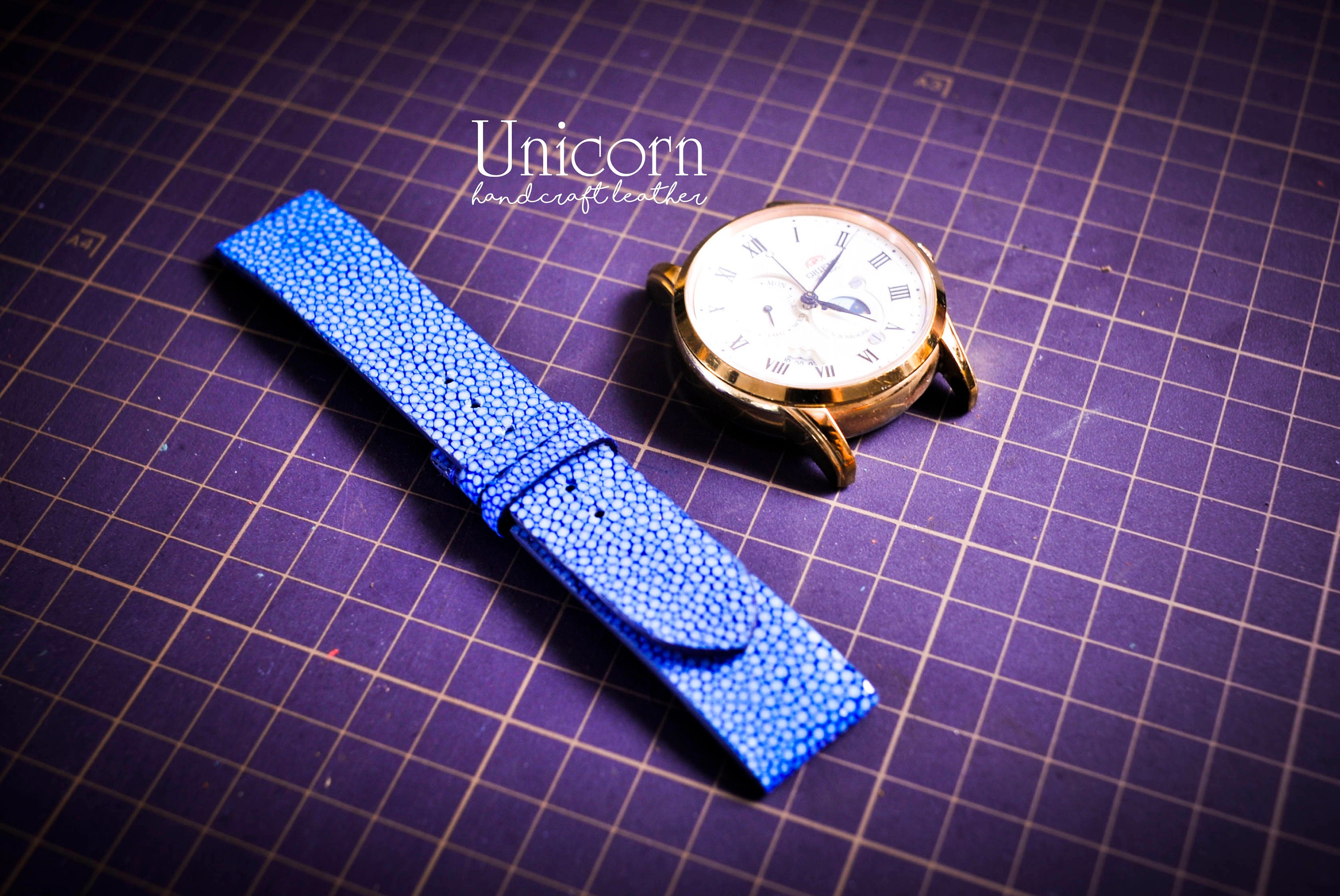 Stingray Watch Strap , Blue Stingray Leather Watch Band, Exotic Leather ...