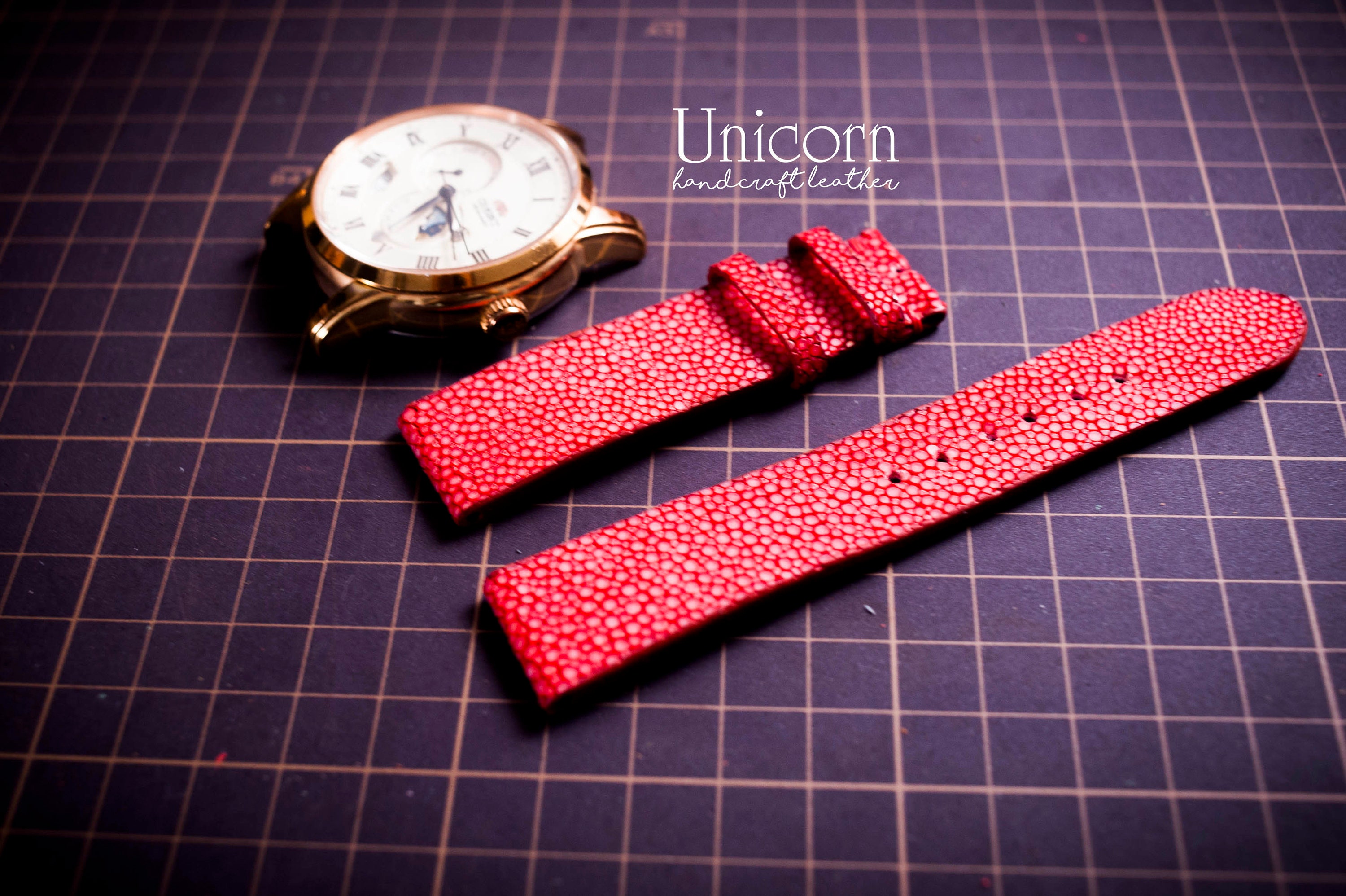 Stingray Watch Strap , Red Stingray Leather Watch Band, Exotic Leather ...