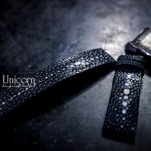 Stingray Watch Strap , Black Stingray Leather Watch Band, Exotic ...
