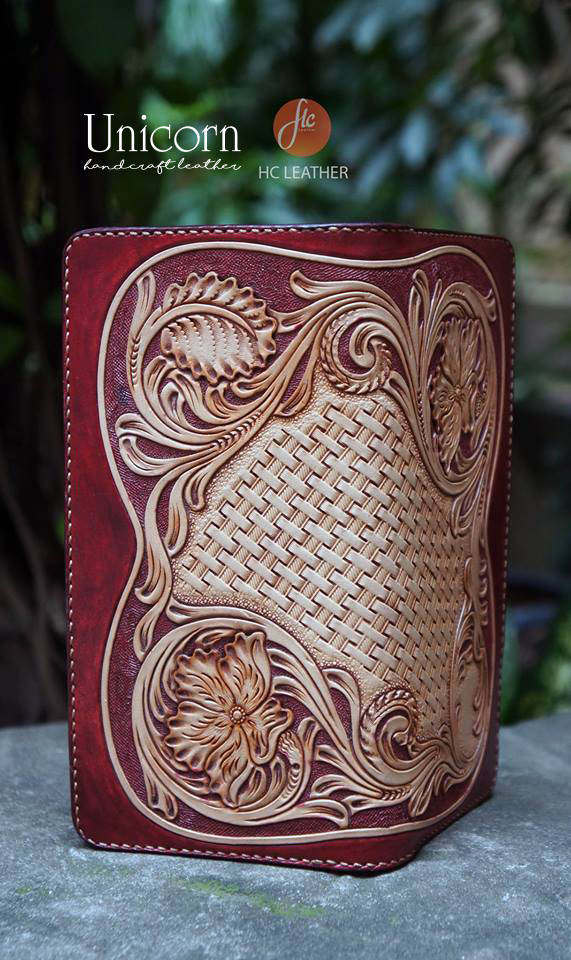 Hand Carved Italian Leather Long Wallet, Sheridan Pattern - Etsy